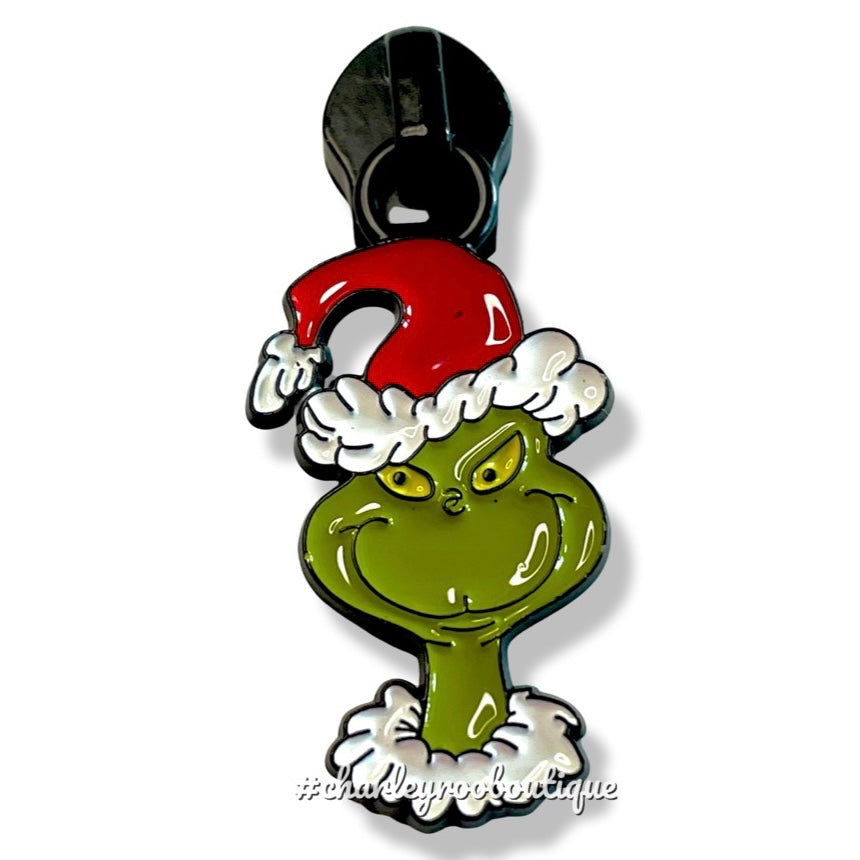 Zipper Pull, Grinch Face, Enamel – Charley Roo Boutique